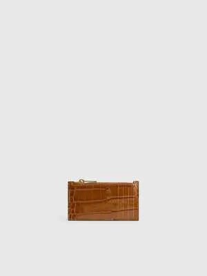 ATP ATELIER Moscosi Printed Croco Card Holder - Cannella