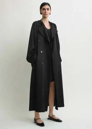 TOTEME Draped Satin Trench - Black