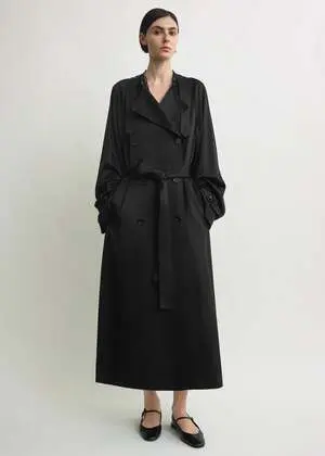 TOTEME Draped Satin Trench - Black