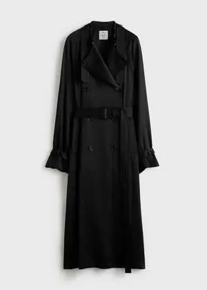 TOTEME Draped Satin Trench - Black