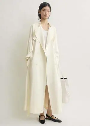 TOTEME Draped Satin Trench - Off-white