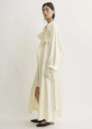 TOTEME Draped Satin Trench - Off-white