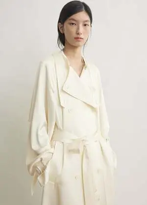 TOTEME Draped Satin Trench - Off-white