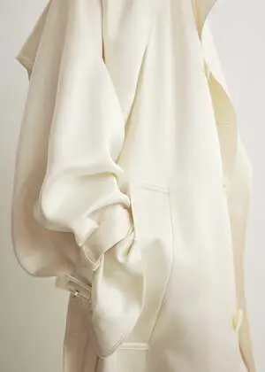 TOTEME Draped Satin Trench - Off-white