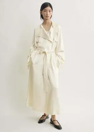 TOTEME Draped Satin Trench - Off-white