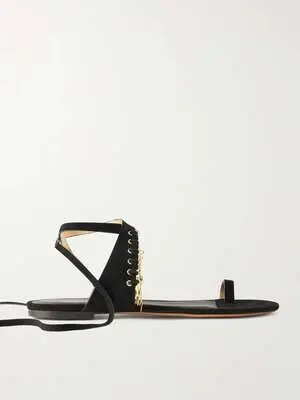 Isabel Marant Dreena Embellished Suede Sandals - Brown