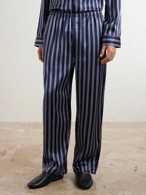 Derek Rose Brindisi Striped Silk-satin Pyjama Set