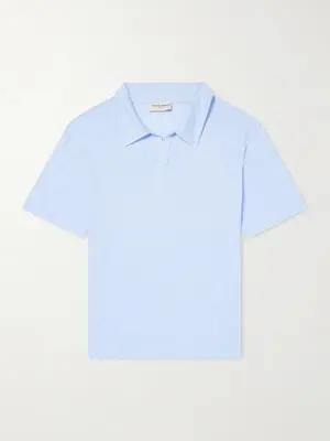 Officine Générale Simon Linen Polo Shirt - Blue