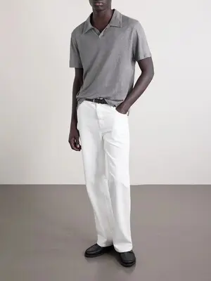 Officine Générale Simon Linen Polo Shirt - Gray