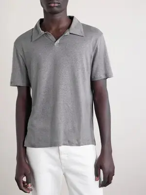 Officine Générale Simon Linen Polo Shirt - Gray