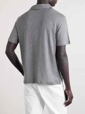 Officine Générale Simon Linen Polo Shirt - Gray