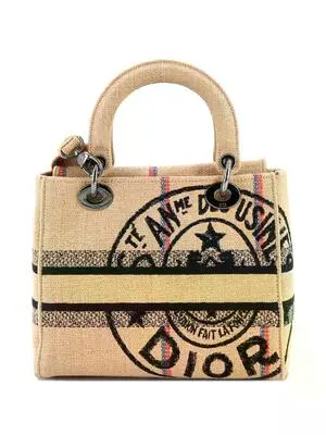 Dior Lady D-lite Raffia Embroidered Satchel - Neutrals