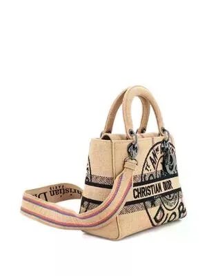Dior Lady D-lite Raffia Embroidered Satchel - Neutrals
