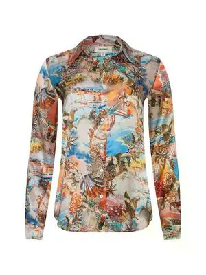 L'Agence Printed Long-sleeve Blouse