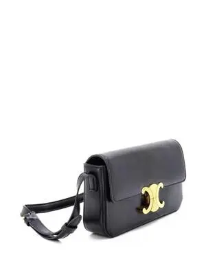 Celine Triomphe East-west Smooth Calfskin Shoulder Bag - Black