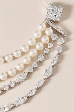 Nadri Pearl And Cubic Zirconia Line Bracelet