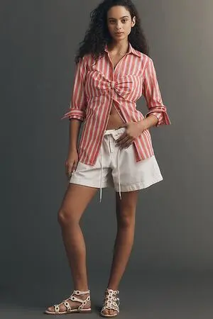 Maeve Bow Long-sleeve Buttondown Top