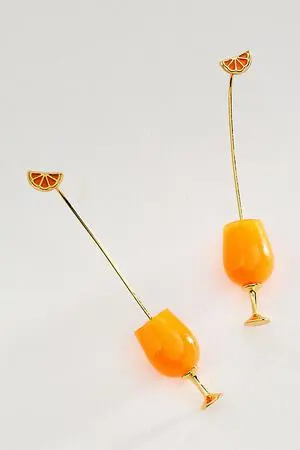 Anthropologie Cocktail Icon Threader Earrings - Aperol