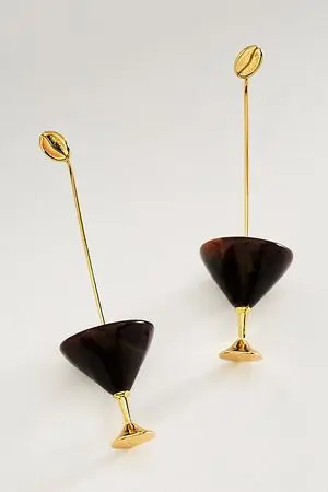 Anthropologie Cocktail Icon Threader Earrings - Espresso