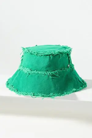 Jocelyn Cotton Frayed Bucket Hat - Green