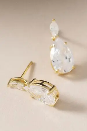 BY ADINA EDEN Cubic Zirconia Dangle Stud Earrings - Gold