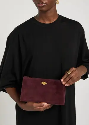 METIER Ease Suede Clutch - Burgundy