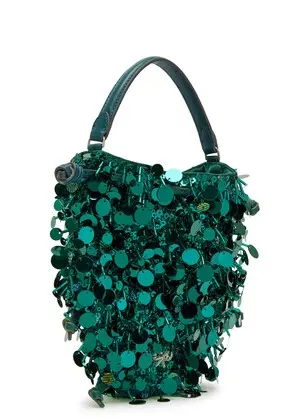 ANYA HINDMARCH Beetle Sequin-embellished Cross-body Bag - Teal