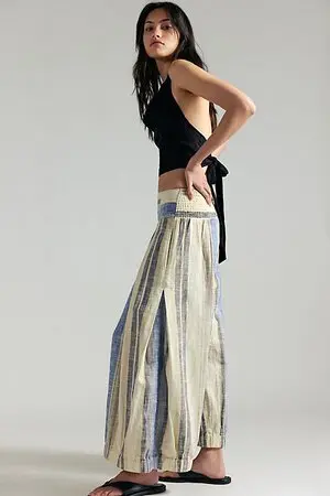 Free People Wide Leg Harem Pants - Ivory Combo