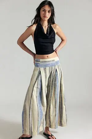 Free People Wide Leg Harem Pants - Ivory Combo