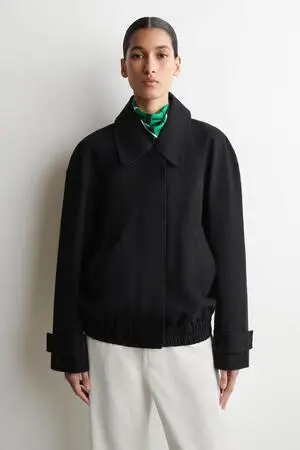 Cos Rounded Cotton Blouson Jacket - Black