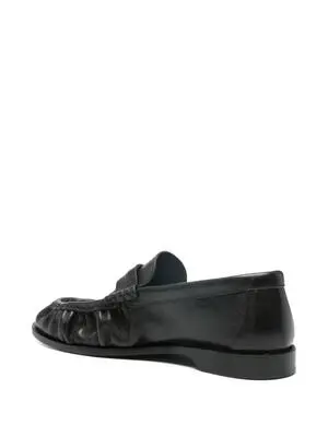 Saint Laurent Logo Plaque Gathered Loafers