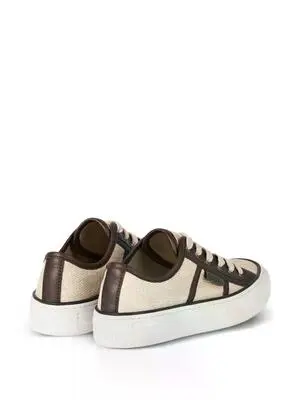 Brunello Cucinelli Techno Raffia Sneakers With Monili Detail