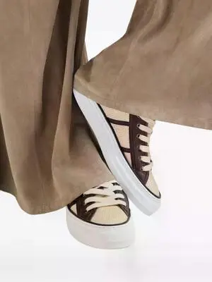 Brunello Cucinelli Techno Raffia Sneakers With Monili Detail