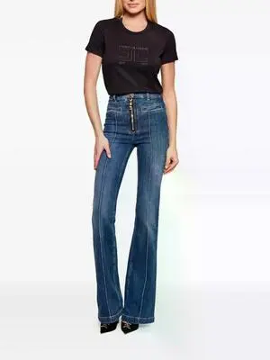 Elisabetta Franchi Logo Embroidered Cotton T-shirt
