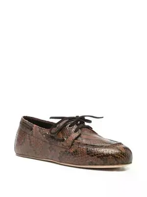 3JUIN Snakeskin-effect Boat Shoes