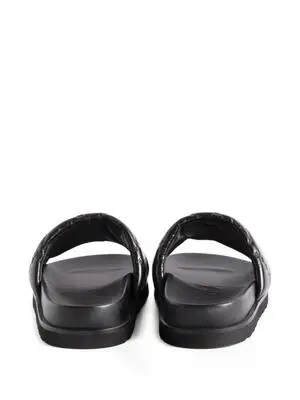 Zadig&Voltaire Padded Embroidered Leather Mules With Metal Wing Detail - Brown