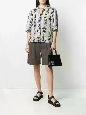 Off-White Striped Floral Bowling Shirt