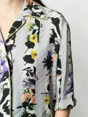 Off-White Striped Floral Bowling Shirt