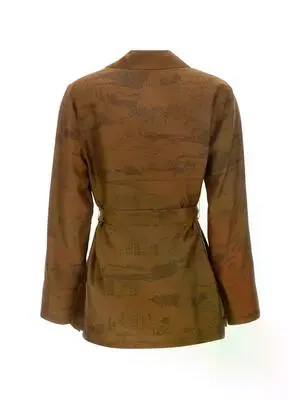 Max Mara Landscape-print V-neck Shirt