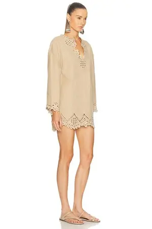 Isabel Marant Sherazade Eyelet Trim Dress - Sahara