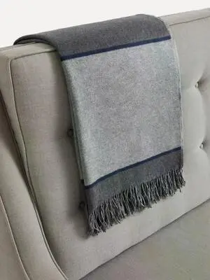 Brunello Cucinelli Fringed Striped Silk Throw Blanket