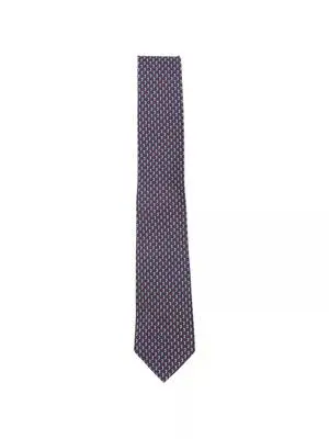 FERRAGAMO Two-tone Gancini Jacquard Neck Tie - Blue