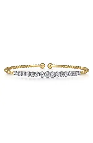 GABRIEL & CO. Graduated Diamond Beaded Cuff Bracelet