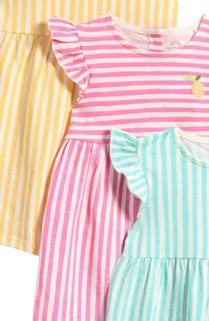 NEXT Pack Of 3 Striped Cotton Rompers - Pink Multi