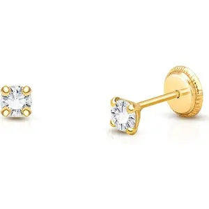 TINY BLESSINGS 14k Gold 3mm Diamond Stud Earrings - 14k Yellow Gold