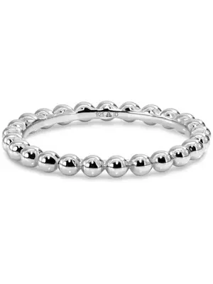 DEVATA Beaded Ball Rhodium-plated Sterling Ring - Silver