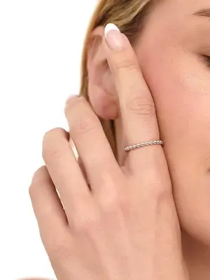 DEVATA Beaded Ball Rhodium-plated Sterling Ring