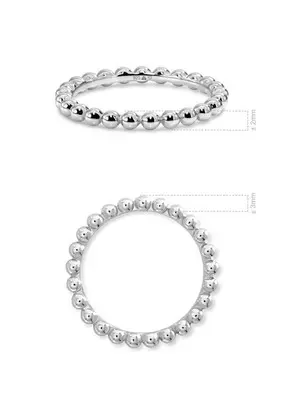 DEVATA Beaded Ball Rhodium-plated Sterling Ring