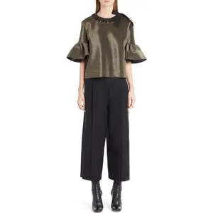 Fendi Metallic Neoprene Bell Sleeve Top