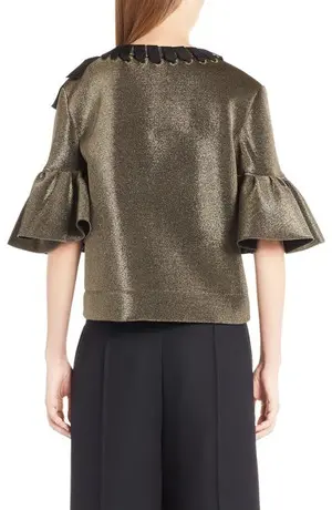 Fendi Metallic Neoprene Bell Sleeve Top